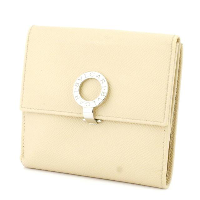 【X'masセール★30%OFF】ブルガリ BVLGARI 二つ折り財布ブルガリブルガリ ベージュ シルバー レディース 中古