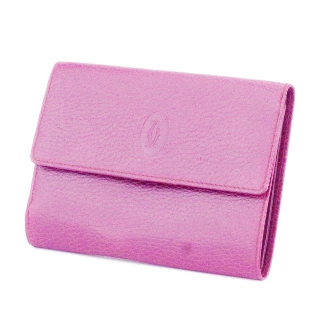 【BIGお買い物ラリー★30%OFFセール中】カルティエ CARTIER 三つ折り財布マストライン ボルドー ゴールド レディース 中古