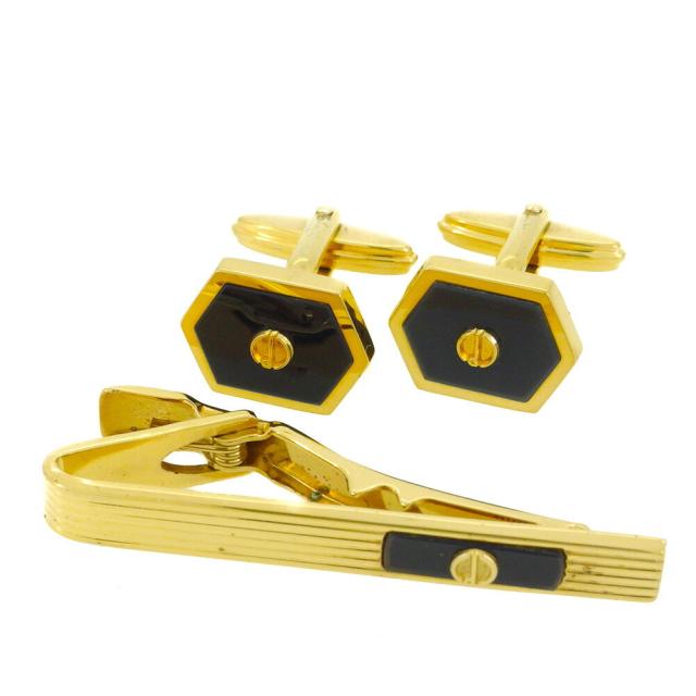 【X'masセール★30%OFF】ダンヒル Dunhill カフス2アイテムセット dマーク ゴールド ブラック ネイビー レディース 中古