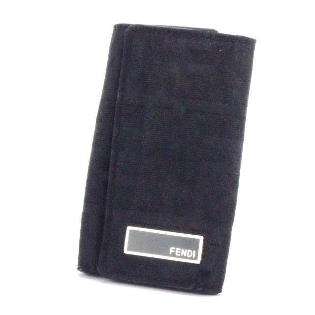 【BIGお買い物ラリー★30%OFFセール中】フェンディ FENDI キーケースズッカ ブラック シルバー レディース 中古