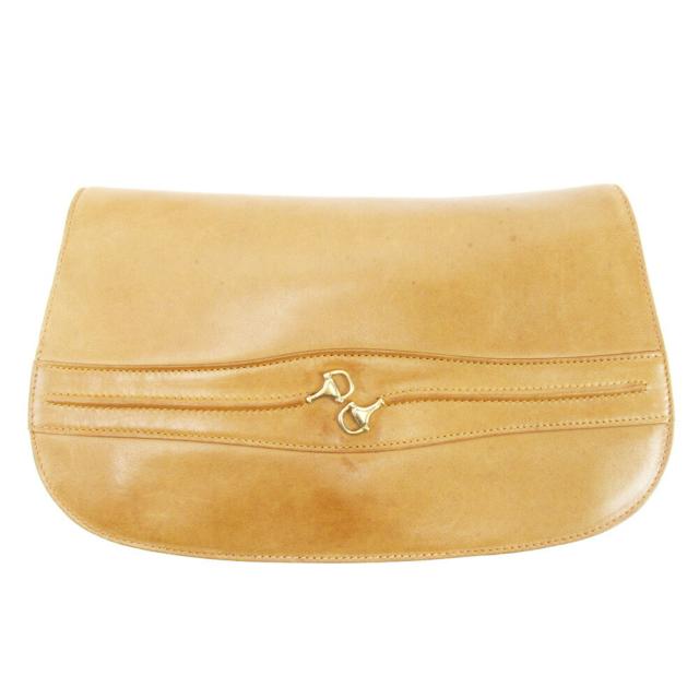 【BIGお買い物ラリー★30%OFFセール中】グッチ GUCCI クラッチバッグホースビット ベージュ レディース 中古