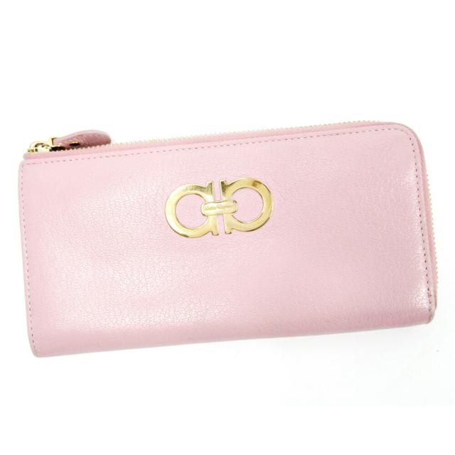 【BIGお買い物ラリー★30%OFFセール中】サルヴァトーレフェラガモ Salvatore Ferragamo 長財布ガンチーニ ピンク レディース 中古