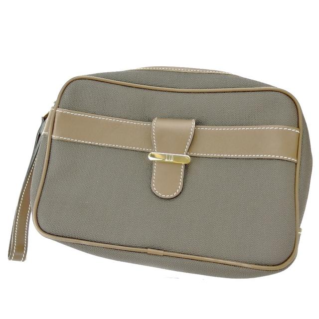 【BIGお買い物ラリー★30%OFFセール中】ダンヒル Dunhill クラッチバッグヘリンボーン ブラック レディース 中古