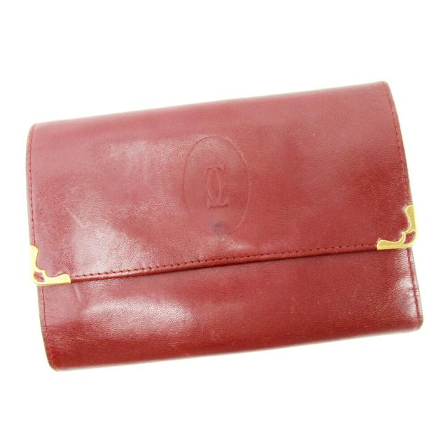【BIGお買い物ラリー★30%OFFセール中】カルティエ CARTIER 二つ折り財布マストライン ボルドー レディース 中古