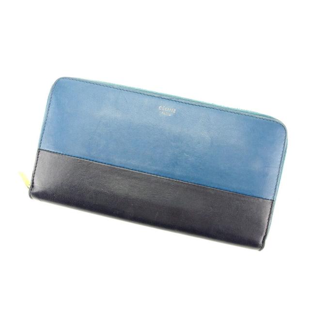 【BIGお買い物ラリー★30%OFFセール中】セリーヌ CELINE 長財布バイカラー ブルー ネイビー ゴールド レディース 中古