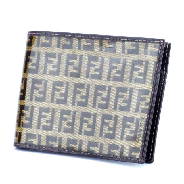 【BIGお買い物ラリー★30%OFFセール中】フェンディ FENDI 二つ折り財布ズッキーノ ベージュ ブラウン レディース 中古