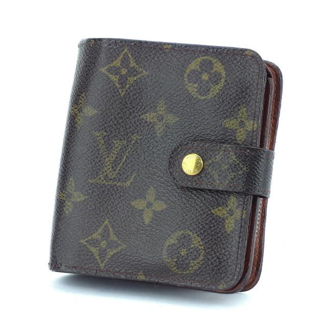 【BIGお買い物ラリー★30%OFFセール中】ルイ・ヴィトン LOUIS VUITTON 二つ折り財布モノグラム コンパクトジップ ブラウン ベージュ ゴールド レディース 中古