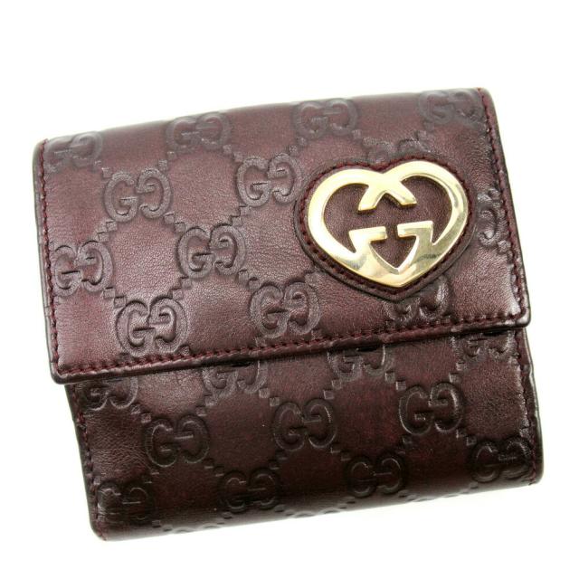【BIGお買い物ラリー★30%OFFセール中】グッチ GUCCI 二つ折り財布グッチシマ ブラウン レディース 中古