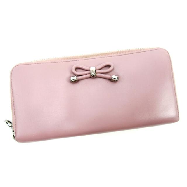 【BIGお買い物ラリー★30%OFFセール中】ロエベ LOEWE 長財布リボンモチーフ ピンク レディース 中古