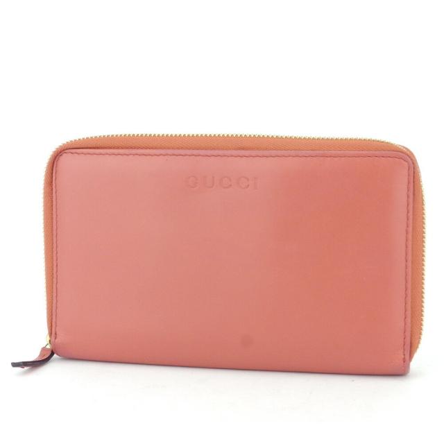 【BIGお買い物ラリー★30%OFFセール中】グッチ GUCCI 長財布ロゴ トラベルウォレット ピンク ゴールド レディース 中古