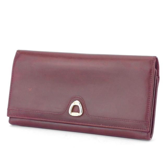 【BIGお買い物ラリー★30%OFFセール中】セリーヌ CELINE 長財布ロゴ ボルドー シルバー ゴールド レディース 中古