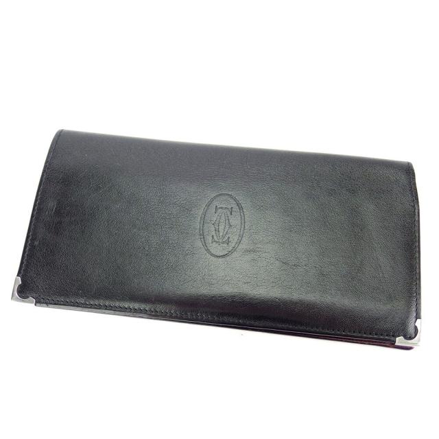 【BIGお買い物ラリー★30%OFFセール中】カルティエ CARTIER 札入れマストライン ブラック シルバー ボルドー レディース 中古