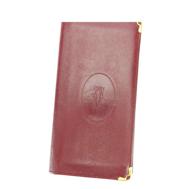 【X'masセール★30%OFF】カルティエ CARTIER 札入れマストライン ボルドー ゴールド レディース 中古