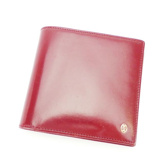 【X'masセール★30%OFF】カルティエ CARTIER 二つ折り財布マストライン ボルドー ゴールド レディース 中古