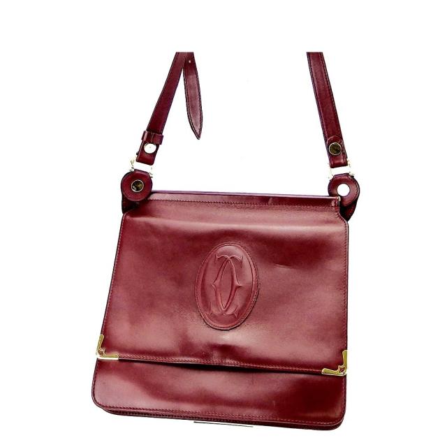 【X'masセール★30%OFF】カルティエ CARTIER ショルダーバッグマストライン Wフラップ ボルドー ゴールド レディース 中古