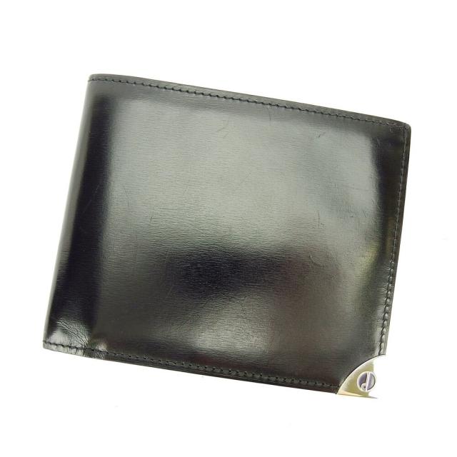 【BIGお買い物ラリー★30%OFFセール中】ダンヒル Dunhill 札入れロンドンスタイル ブラック シルバー レディース 中古