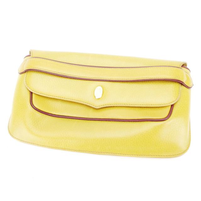 【BIGお買い物ラリー★30%OFFセール中】カルティエ CARTIER クラッチバッグマストライン イエロー ボルドー ゴールド レディース 中古
