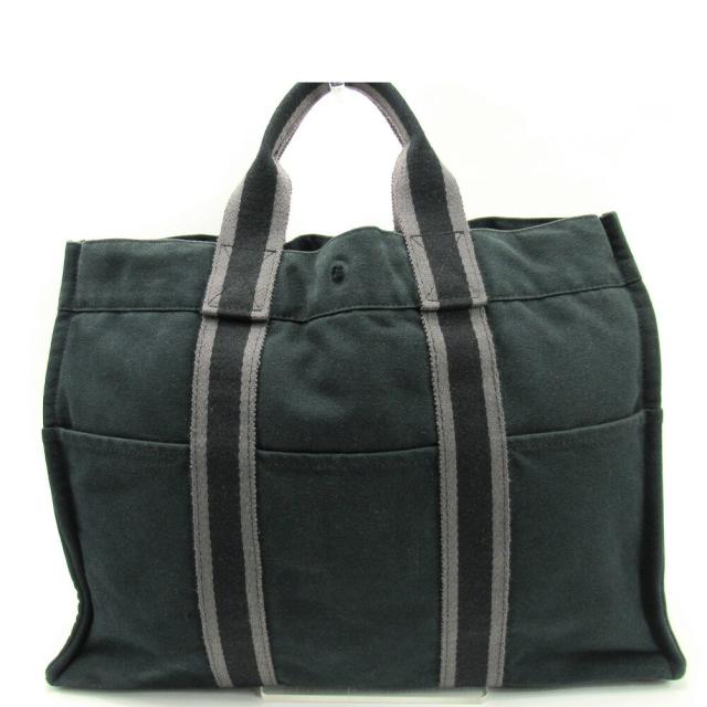 【BIGお買い物ラリー★30%OFFセール中】エルメス HERMES トートバッグフールトゥ フールトゥトートＭＭ ブラック　グレー 灰色 レディース 中古