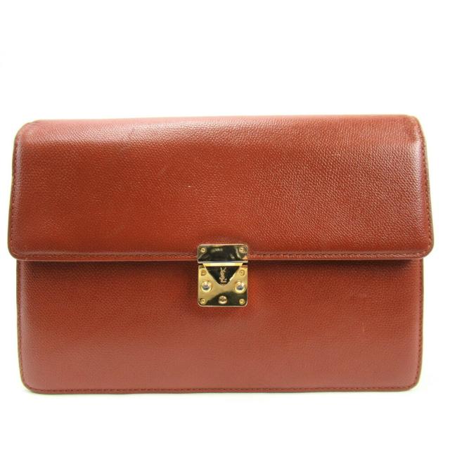 【BIGお買い物ラリー★30%OFFセール中】サンローラン SAINT LAURENT クラッチバッグ ブラウン レディース 中古
