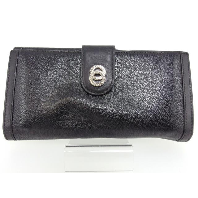 【BIGお買い物ラリー★30%OFFセール中】ブルガリ BVLGARI 長財布ドッピオトンド ブラック シルバー パープル レディース 中古