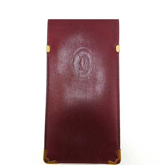 【BIGお買い物ラリー★30%OFFセール中】カルティエ CARTIER メガネケースマストライン ボルドー ゴールド レディース 中古