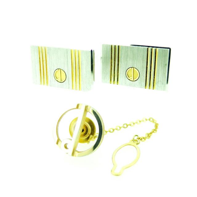 【X'masセール★30%OFF】ダンヒル Dunhill タイピン2アイテムセット dマーク シルバー ゴールド レディース 中古
