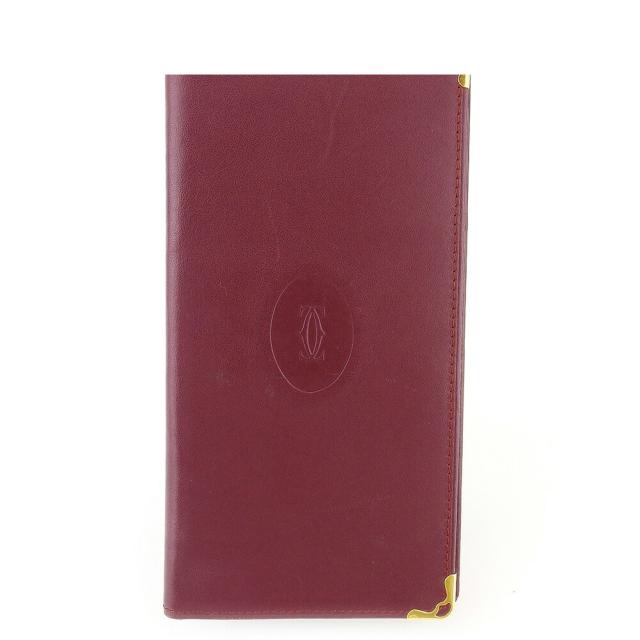 【BIGお買い物ラリー★30%OFFセール中】カルティエ CARTIER 札入れマストライン ボルドー ゴールド レディース 中古