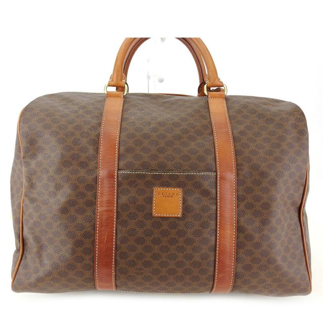 【BIGお買い物ラリー★30%OFFセール中】セリーヌ CELINE ボストンバッグマカダム ブラウン ベージュ ゴールド レディース 中古