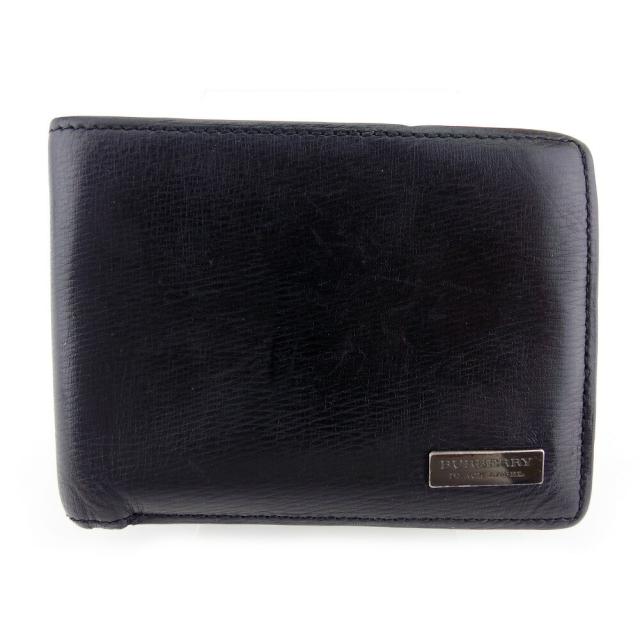 【BIGお買い物ラリー★30%OFFセール中】バーバリーブラックレーベル BURBERRY BLACK LABEL 札入れロゴプレート ブラック レディース 中古