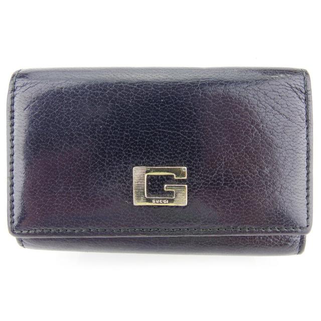 【BIGお買い物ラリー★30%OFFセール中】グッチ GUCCI キーケースGマーク ブラック ゴールド レディース 中古