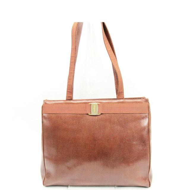 【BIGお買い物ラリー★30%OFFセール中】サルヴァトーレフェラガモ Salvatore Ferragamo トートバッグヴァラ金具 ブラウン レディース 中古