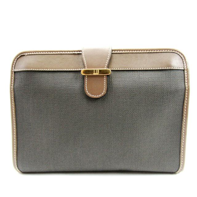 【BIGお買い物ラリー★30%OFFセール中】ダンヒル Dunhill クラッチバッグ ブラック ブラウン レディース 中古