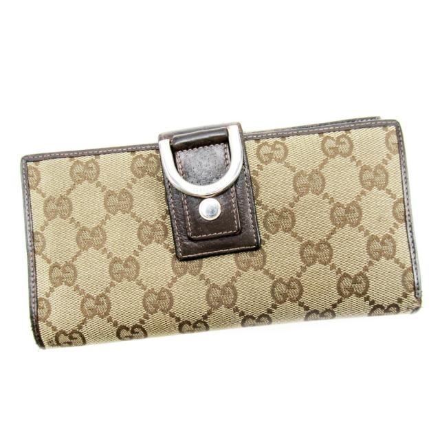 【BIGお買い物ラリー★30%OFFセール中】グッチ GUCCI 長財布GG柄 ブラウン ベージュ レディース 中古