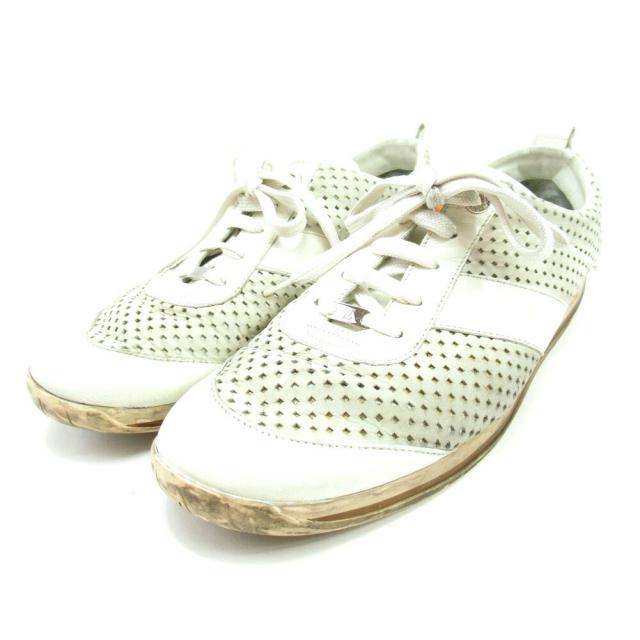 【BIGお買い物ラリー★30%OFFセール中】ルイ・ヴィトン LOUIS VUITTON スニーカーパンチング #7ハーフ ホワイト 白　グレー 灰色 レディース 中古