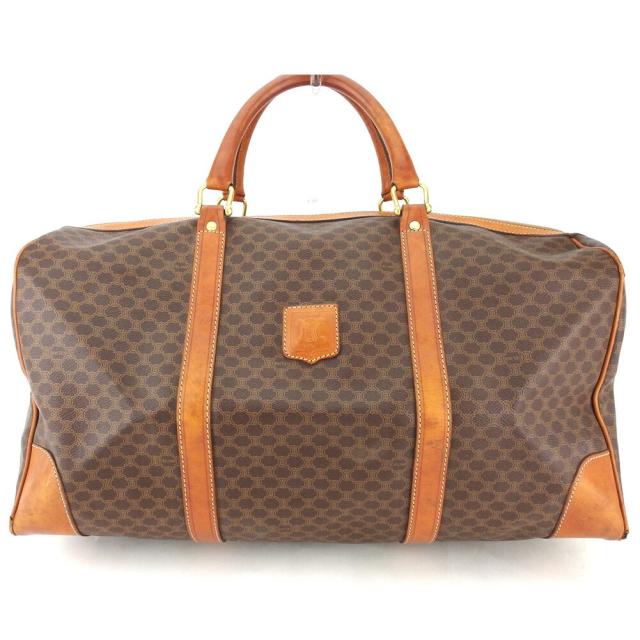 【X'masセール★30%OFF】セリーヌ CELINE ボストンバッグマカダム ブラウン ベージュ ゴールド レディース 中古