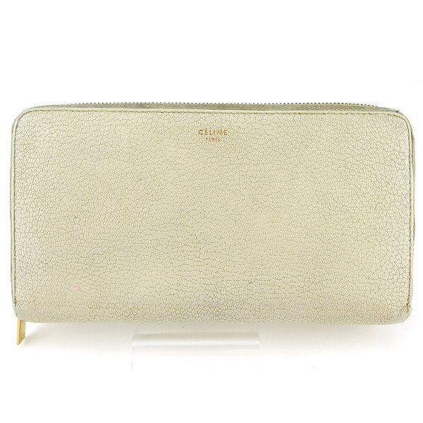 【BIGお買い物ラリー★30%OFFセール中】セリーヌ CELINE 長財布ロゴ ベージュ ゴールド ブラック レディース 中古