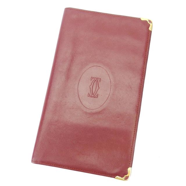 【BIGお買い物ラリー★30%OFFセール中】カルティエ CARTIER 札入れマストライン ボルドー ゴールド レディース 中古