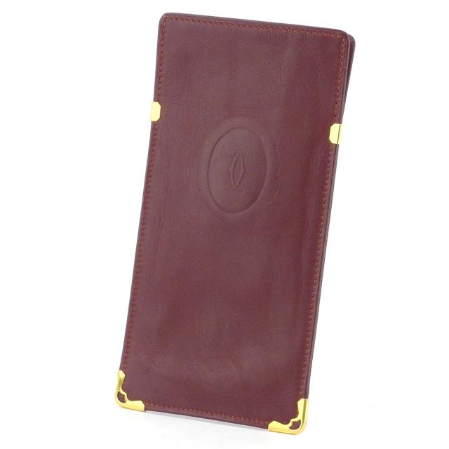 【BIGお買い物ラリー★30%OFFセール中】カルティエ CARTIER メガネケースマストライン ボルドー ゴールド レディース 中古