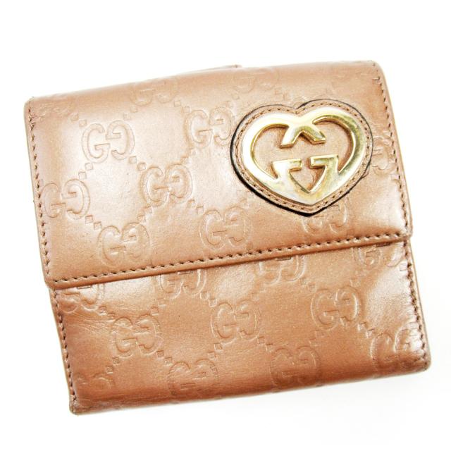 【BIGお買い物ラリー★30%OFFセール中】グッチ GUCCI 二つ折り財布グッチシマ ピンク レディース 中古