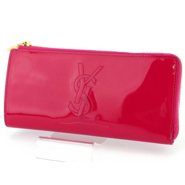 【BIGお買い物ラリー★30%OFFセール中】サンローラン SAINT LAURENT 長財布YSLステッチ ピンク ゴールド レディース 中古