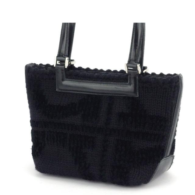 【BIGお買い物ラリー★30%OFFセール中】サルヴァトーレフェラガモ Salvatore Ferragamo ハンドバッグニットコンビ ブラック シルバー レディース 中古