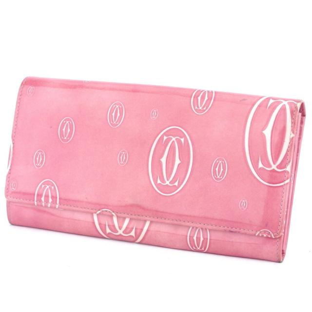 【BIGお買い物ラリー★30%OFFセール中】カルティエ CARTIER 長財布ハッピーバースデー ピンク シルバー レディース 中古