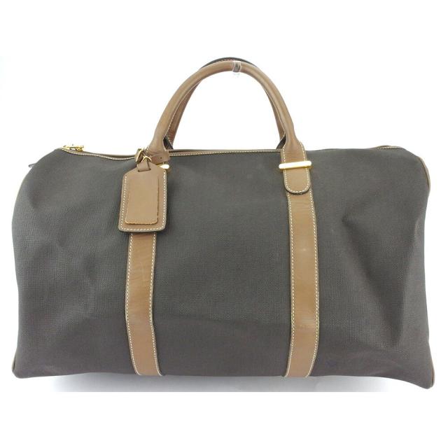 【BIGお買い物ラリー★30%OFFセール中】ダンヒル Dunhill ボストンバッグヘリンボーン ブラック ブラウン ゴールド レディース 中古