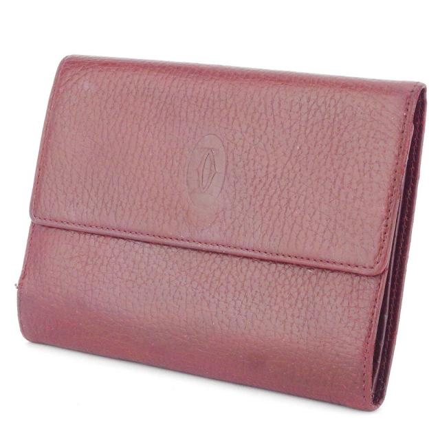 【BIGお買い物ラリー★30%OFFセール中】カルティエ CARTIER 二つ折り財布マストライン ボルドー レディース 中古