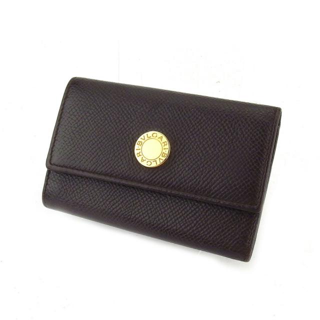 【BIGお買い物ラリー★30%OFFセール中】ブルガリ BVLGARI キーケースロゴボタン ブラウン ゴールド レディース 中古