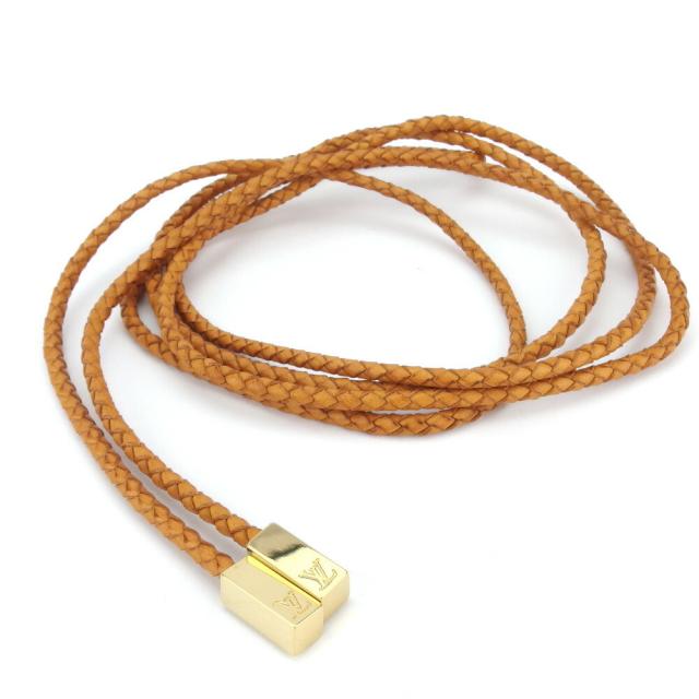【BIGお買い物ラリー★30%OFFセール中】ルイ・ヴィトン LOUIS VUITTON ベルト編み込み サンチュールVVNトレセ ブラウン ゴールド レディース 中古
