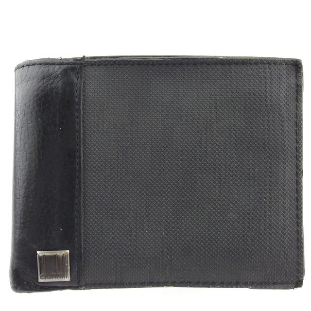 【BIGお買い物ラリー★30%OFFセール中】ダンヒル Dunhill 二つ折り財布ディーエイト D8 ブラック シルバー レディース 中古