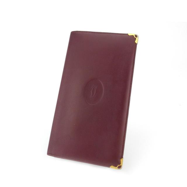 【BIGお買い物ラリー★30%OFFセール中】カルティエ CARTIER 札入れマストライン ボルドー ゴールド レディース 中古