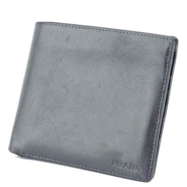 【BIGお買い物ラリー★30%OFFセール中】プラダ PRADA 札入れロゴ ブラック レディース 中古