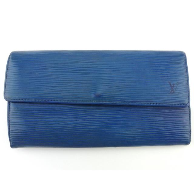 【BIGお買い物ラリー★30%OFFセール中】ルイ・ヴィトン LOUIS VUITTON 長財布エピ ポシェットポルトモネクレディ ブルー ゴールド レディース 中古